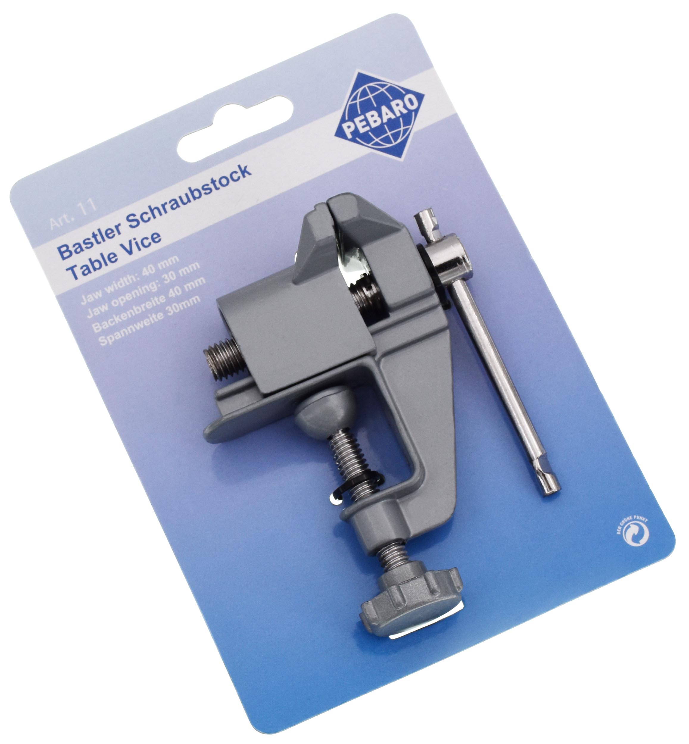 Pebaro Mini-Schraubstock | Tischklammer | Spannweite 35 mm